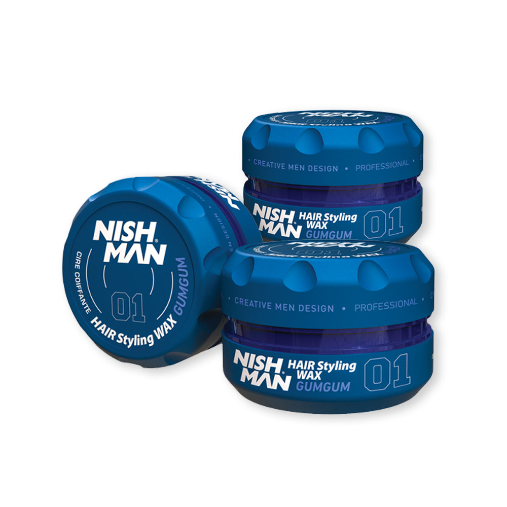 Nish Man Aqua Hair Styling Wax 01 GumGum 150ml x 3 Pack