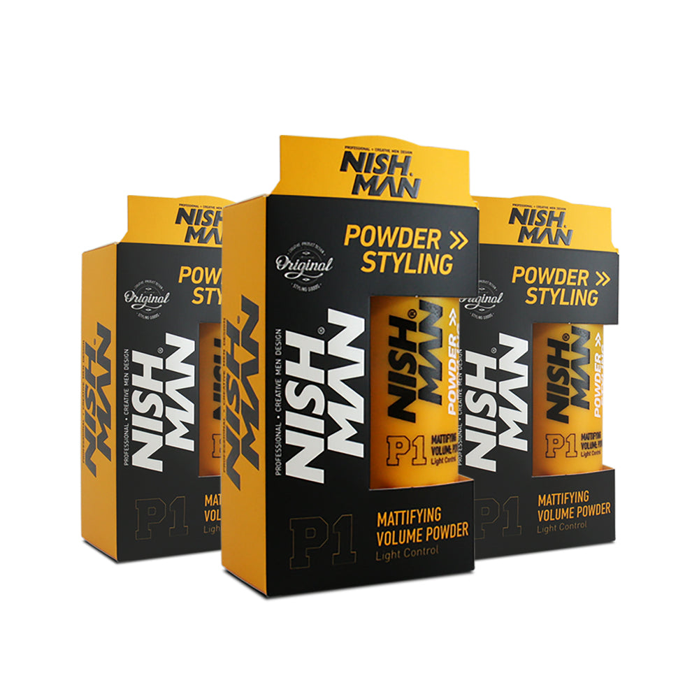 Nish Man Mattifying Hair Volumising Powder P1 (Regular Hold) 20g Trio